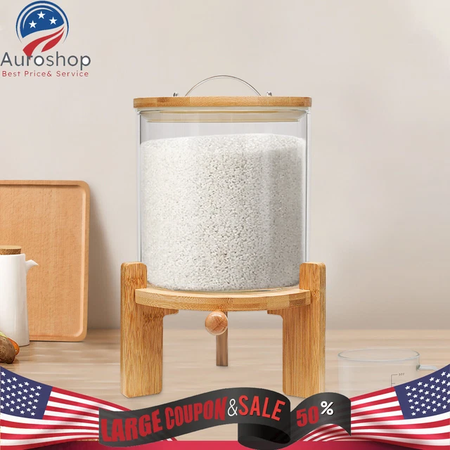 5L RICE DISPENSER Grain Container Cereal Storage Dry Food Glass Bottle ...