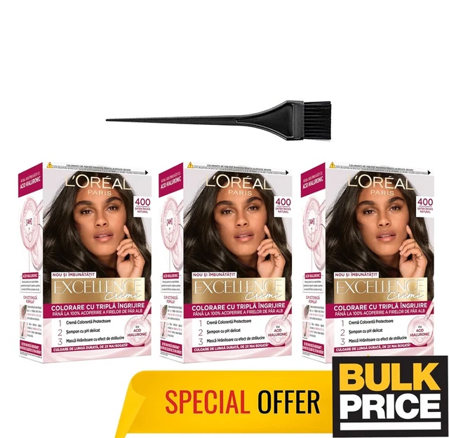 L'ORÉAL PARIS EXCELLENCE Creme 400 Medium Brown Permanent Hair Color 3 ...
