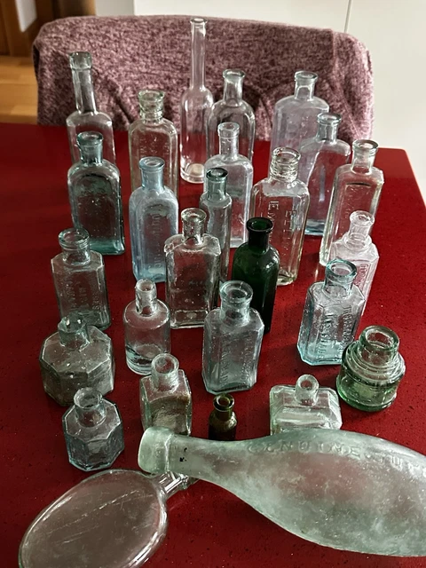 ANTIQUE GLASS BOTTLES Collection Including A Rare Torpedo Bottle £61.96 ...