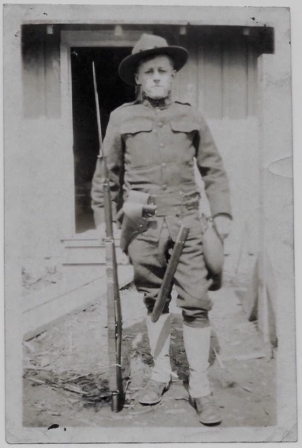 OLD PHOTO WW1 Us Soldier Gun Rifle Canteen 1910S £21.26 - PicClick UK