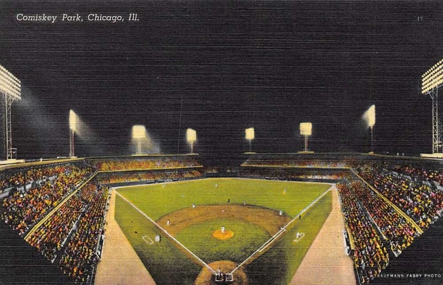 CHICAGO ILLINOIS COMISKEY Park Baseball Game Color Linen Vintage ...