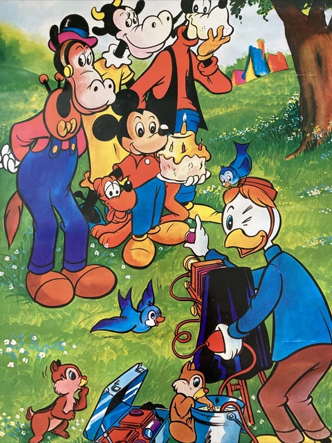 VINTAGE LARGE 1978 Mickey Mouse and Friends Poster 93cm Rare £50.00 ...