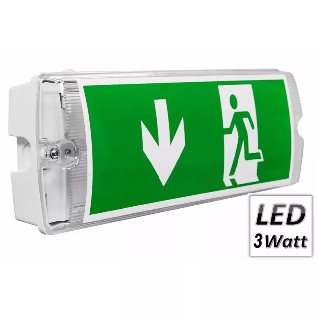FIRE EXIT LAMP Led Emergency Light Bulkhead Exit Sign Maintained/non ...