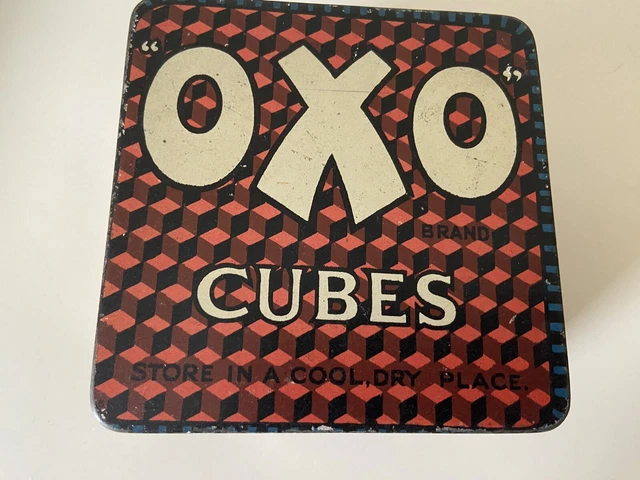 VINTAGE OXO TIN - Antique OXO Square Metal Tin - OXO Cubes Tin - Old ...