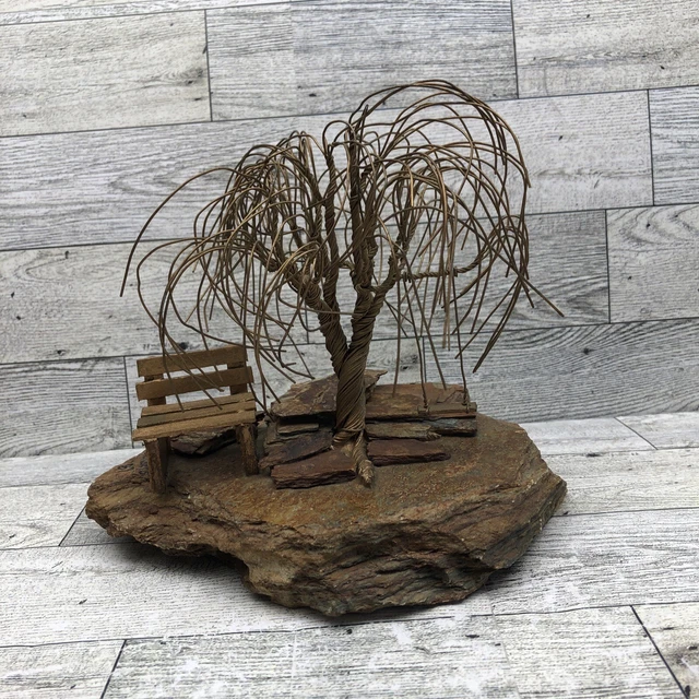 VINTAGE COPPER WIRE Tree On Rock Base - Mid Century Modern Signed ...