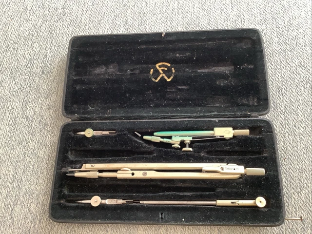 RICHTER & CO Zirkel Zirkelkasten Reißzeug Set Vintage antik in Box ...
