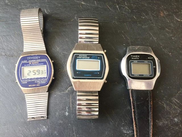 VINTAGE MENS 1970S Digital Watches job lot Timex montine odyssey £18.00 ...