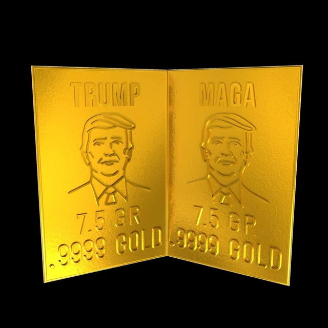 DONALD TRUMP MAGA Gold Bar 1 Gram Splits Into two Bars £196.61 ...