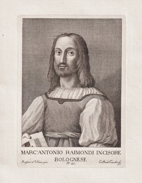 MARCANTONIO RAIMONDI ITALIAN engraver Renaissance Portrait Kupferstich ...