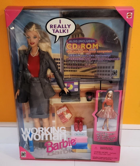 MATTEL &WORKING WOMAN& Barbie, 1999, Talking Doll with Accessories and ...