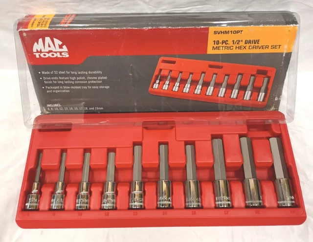 MAC TOOLS 10 Pc 1/2" Drive Metric Hex Driver Set (SVHM10PT) - NEW £170. ...