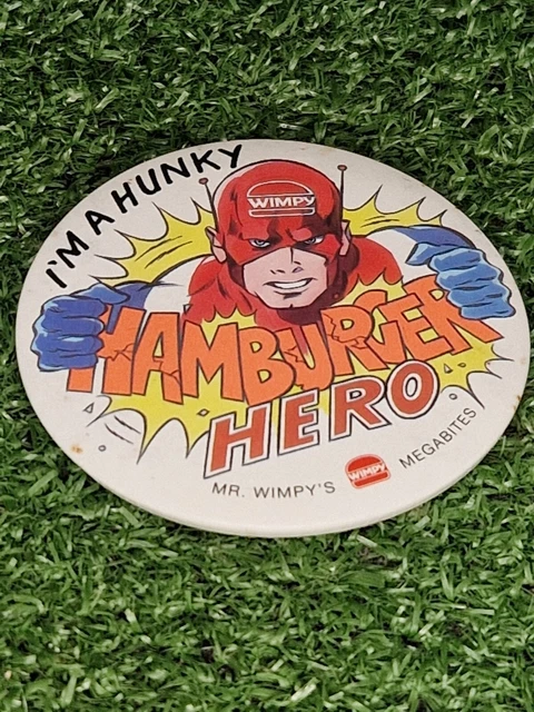 VINTAGE MR WIMPY Hamburger Hero Burgers Pin Badge Collectable 80s Retro ...