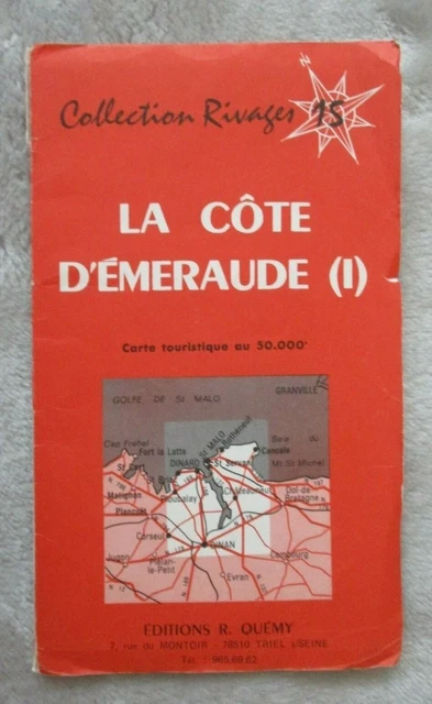 VINTAGE TOURIST MAP La Cote D'Emeraude (Emerald Coast) France 1976 £3. ...