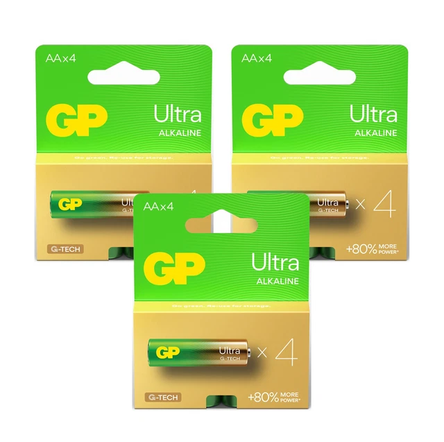 12 GP ULTRA Alkaline AAA Batteries G-Tech LR03 1.5V No Mercury 4BL Pack Exp 2033 £10.52 ...