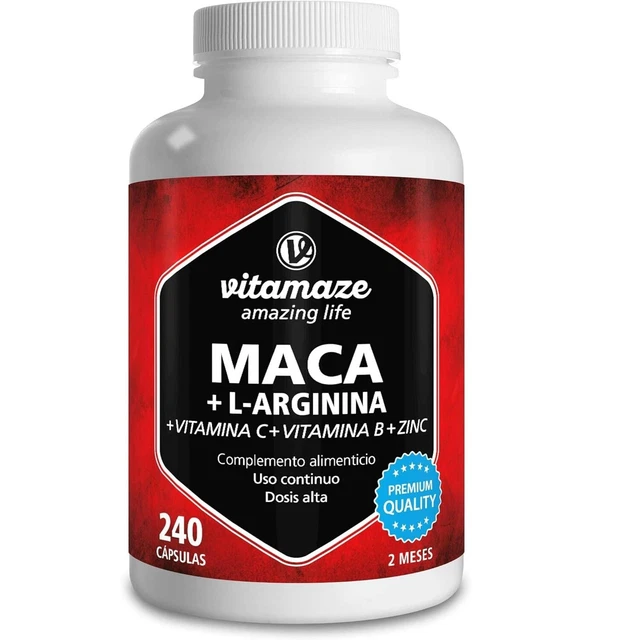 MACA L-ARGININ 4000MG Vitamin C & B + Zinc 240 Caps Libido Sleep ...