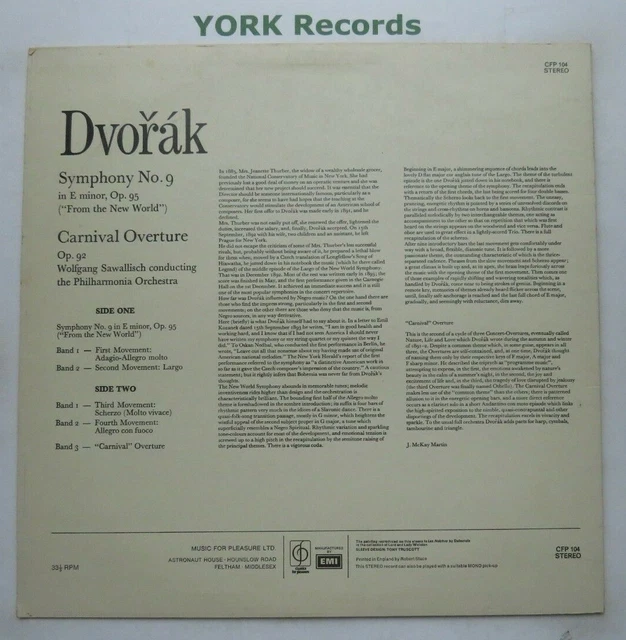 CFP 104 - DVORAK - Symphony No 9 "New World" SAWALLISCH Phil Orch - Ex ...