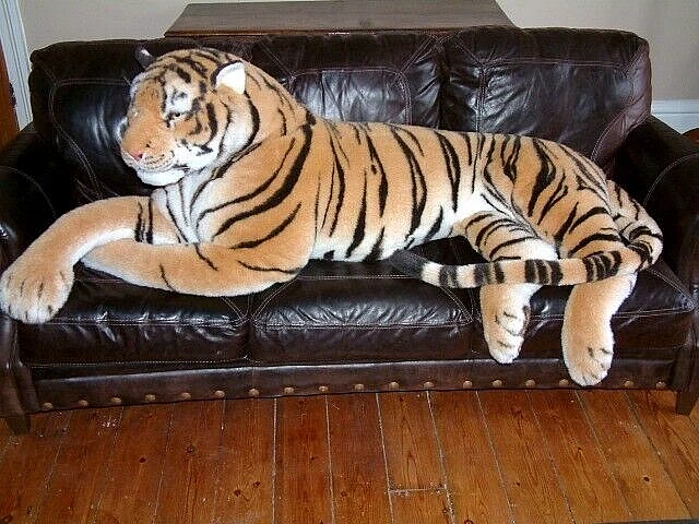 TIGER LARGE LIFE size Giant Lying Soft Toy Plush 245 cm Realistic ...