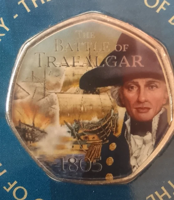 THE BATTLE OF Trafalgar 1805 Naval 50p shaped Collector Commemorative ...