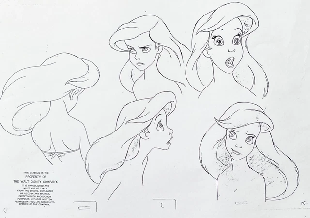 THE LITTLE MERMAID ARIEL Model Sheet 1989 DISNEY ANIMATION Photocopy 3 ...