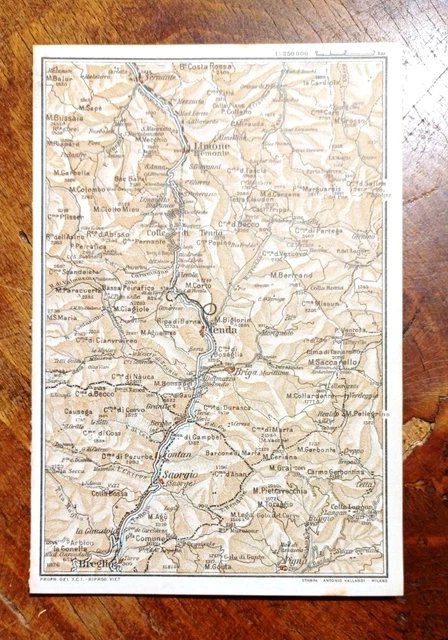 ANTICA MAPPA COLLE DI TENDA LIMONE PIEMONTE BREGLIO PIGNA 1914 EUR 7,90 ...
