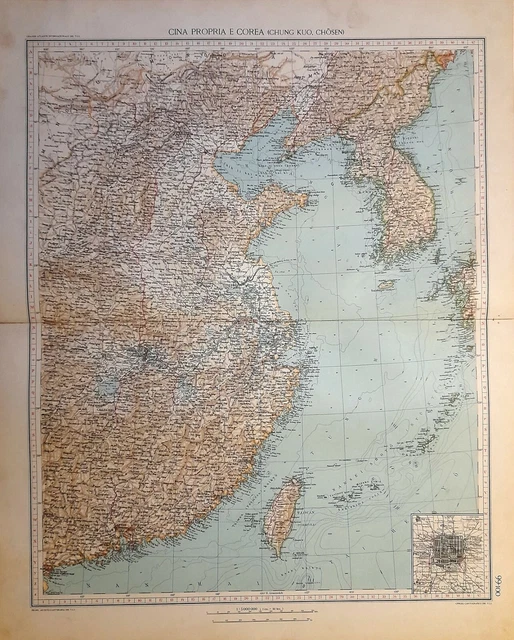 1927 Old Antique Map China Korea Between World War 1e2 Old Antique Map