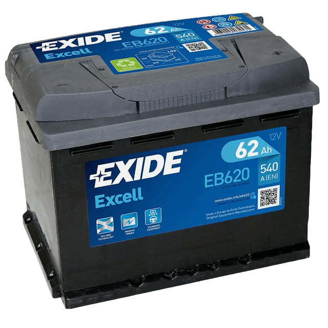 EXIDE EB620 EXCELL 12V 62Ah 540A Autobatterie inkl. 7,50 € Pfand EUR 73 ...