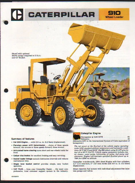 CATERPILLAR &910& WHEEL Loader Shovel Brochure Leaflet £4.00 - PicClick UK