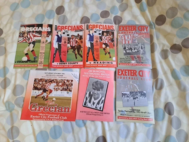 EXETER CITY FOOTBALL Club Programmes x7 1991-93 £2.21 - PicClick UK