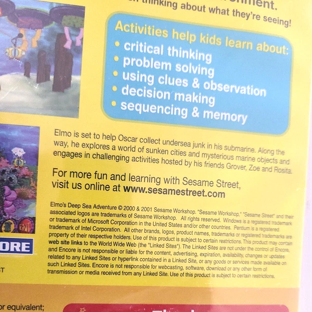 SESAME STREET PC Software Kids Education Computer Elmo's Deep Sea ...