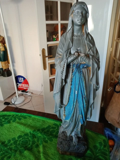 STATUE DE LA Sainte Vierge, Vierge Marie en plâtre , signée Pieraccini ...