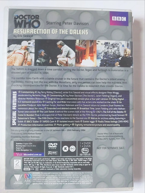 DOCTOR WHO - Resurrection Of The Daleks - P Davison, SPECIAL EDITION -2 ...