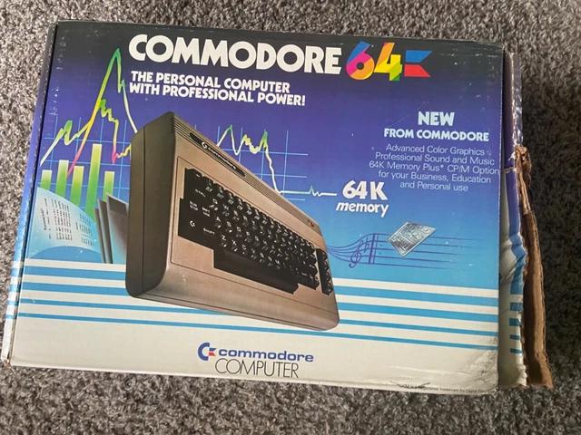 COMMODORE 64 COMPUTER w. Joysticks (2), Original Box *TESTED/Complete ...