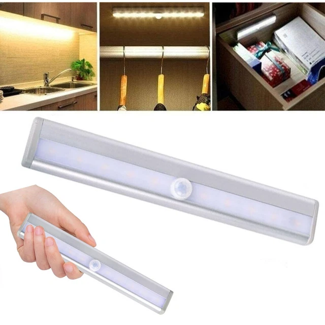 LED PIR MOTION Sensor Strip Light Stick On Cabinet Closet Battery ...