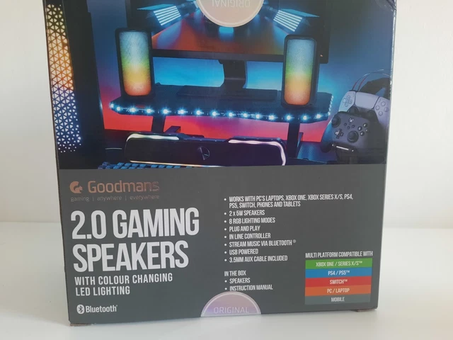 GOODMANS 2.0 GAMING Speakers with Colour Changing LED Lighting £16.15 ...