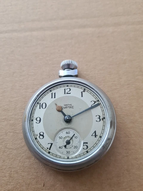 1950S SMITHS EMPIRE Pocket Watch,MISSING GLASS Needs Service for Spares ...