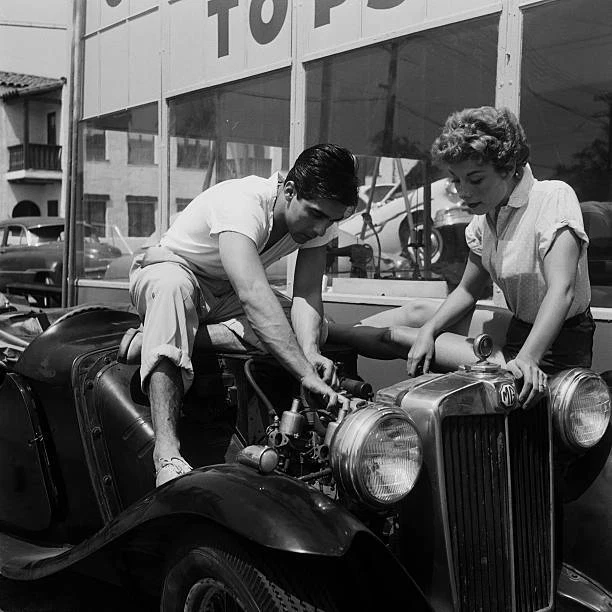 ACTRESS ADELLE AUGUST poses with actor Perry Lopez 1955 OLD PHOTO 2 EUR ...