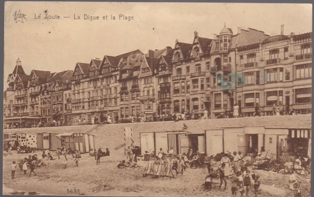 LE ZOUTE PRÈS Knokke-Heist Belgique Plage animée CPA écrite à Mr ...