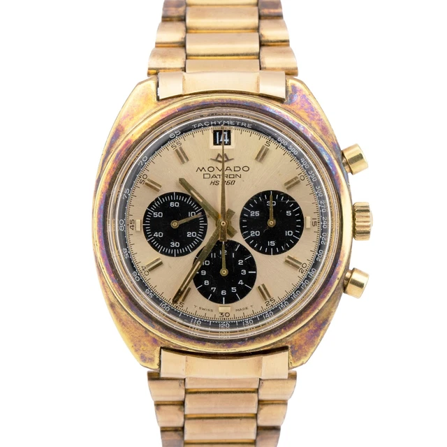 VINTAGE MOVADO DATRON HS360 Sub-Sea 38mm Chronograph Gold Plated Automatic Watch £2,777.30 ...