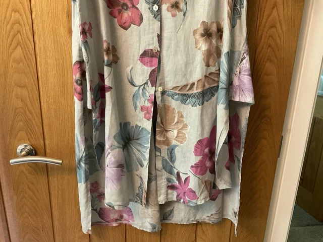 PURO LINO 100% Linen Long Length Short Sleeved Top One Size £5.45 ...