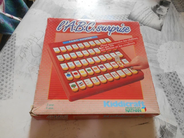 VINTAGE JEU ÉDUCATIF Nathan A.B.C Surprise avec sa boite Kiddicraft an ...