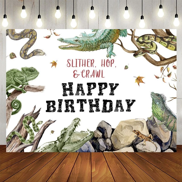 WILD ANIMALS SLITHER Hop Crawl Happy Birthday Backdrop $35.97 - PicClick AU