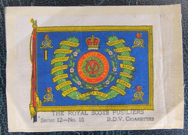 CIGARETTE SILKS CARD Royal Scots Fusiliers Regimental Colour Ww1 1916 ...