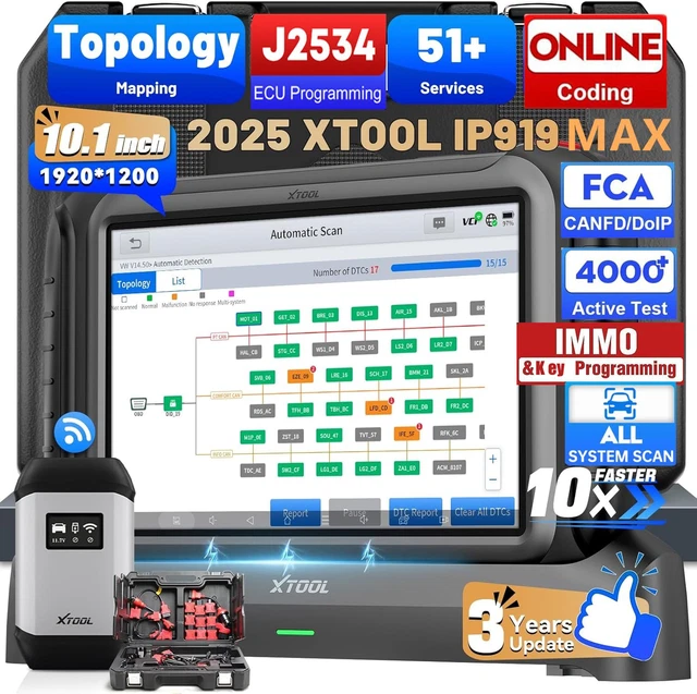 2025 XTOOL IP919 MAX Top J2534 Reprogramming Scan Tool Car Diagnostic ...