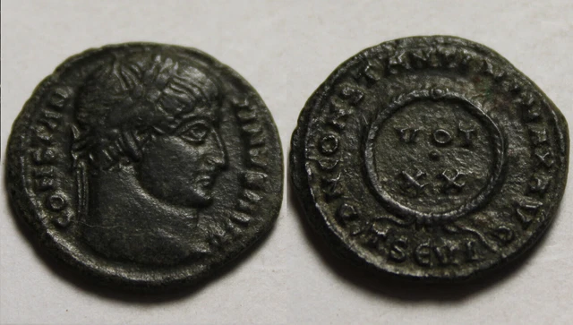 RARE ORIGINAL ANCIENT Roman coin Constantine Laurel wreath success ...