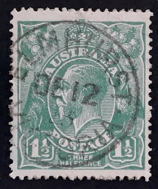 1923 AUSTRALIA 1 1/2d Green KGV Stamp Used - ELMHURST VICTORIA Postmark ...