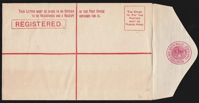 NEW SOUTH WALES Registered Envelope: 1889 QV 4d, size G. H&G C5a. $15. ...