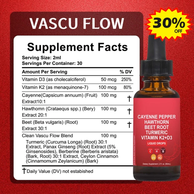 CAYENNE PEPPER HAWTHORN-BEET Root Turmeric Vitamin K2+D3 Liquid Drops ...