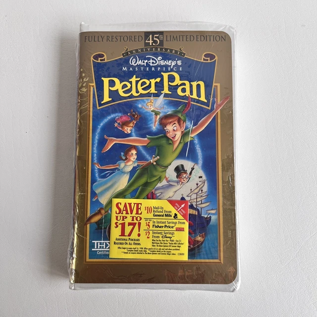 PETER PAN (VHS, 1998) 45th Anniversary Walt Disney Masterpiece *Factory ...