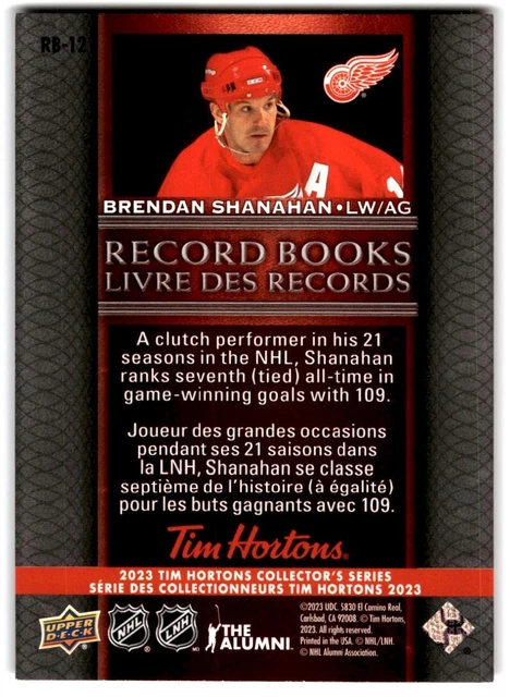 2022-23 TIM HORTONS Legends Record Books Brendan Shanahan #RB-12 ...