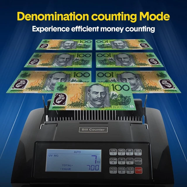 AUTOMATIC MONEY COUNTER Machine with UV Detection, High-Speed Banknote ...
